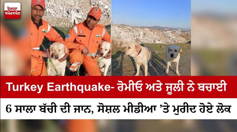 Turkey Earthquake ਰੋਮੀਓ ਅਤੇ ਜੂਲੀ ਨੇ ਬਚਾਈ 6 ਸਾਲਾ ਬੱਚੀ ਦੀ ਜਾਨ ਸੋਸ਼ਲ
